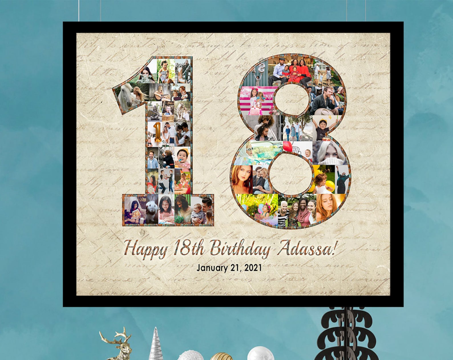 18. Geburtstag Photo Collage Print / Digitaldruck / Geschenke für Sie ...