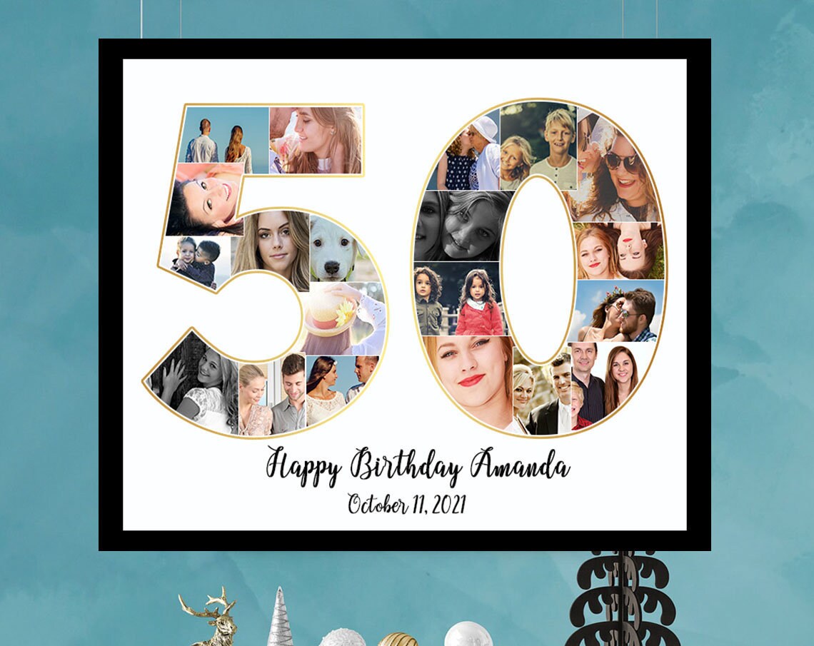 50th Birthday Collage, 50th Birthday Photo Collage, 50 Photo Collage ...