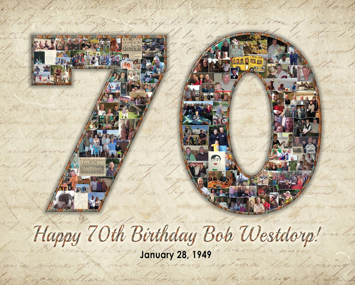 70th Birthday Collage, 70th Birthday Photo Collage, 70 Photo Collage ...