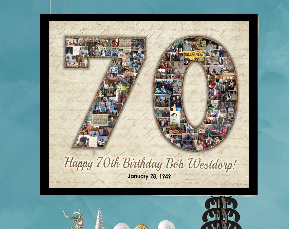 70th Birthday Collage, 70th Birthday Photo Collage, 70 Photo Collage ...