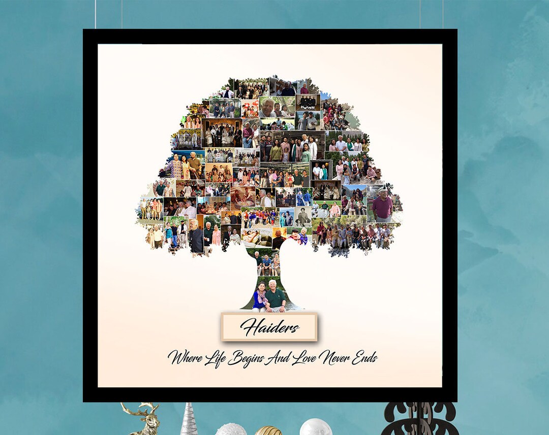 Personalized Family Tree Photo Collage, Custom Family Tree Print ...