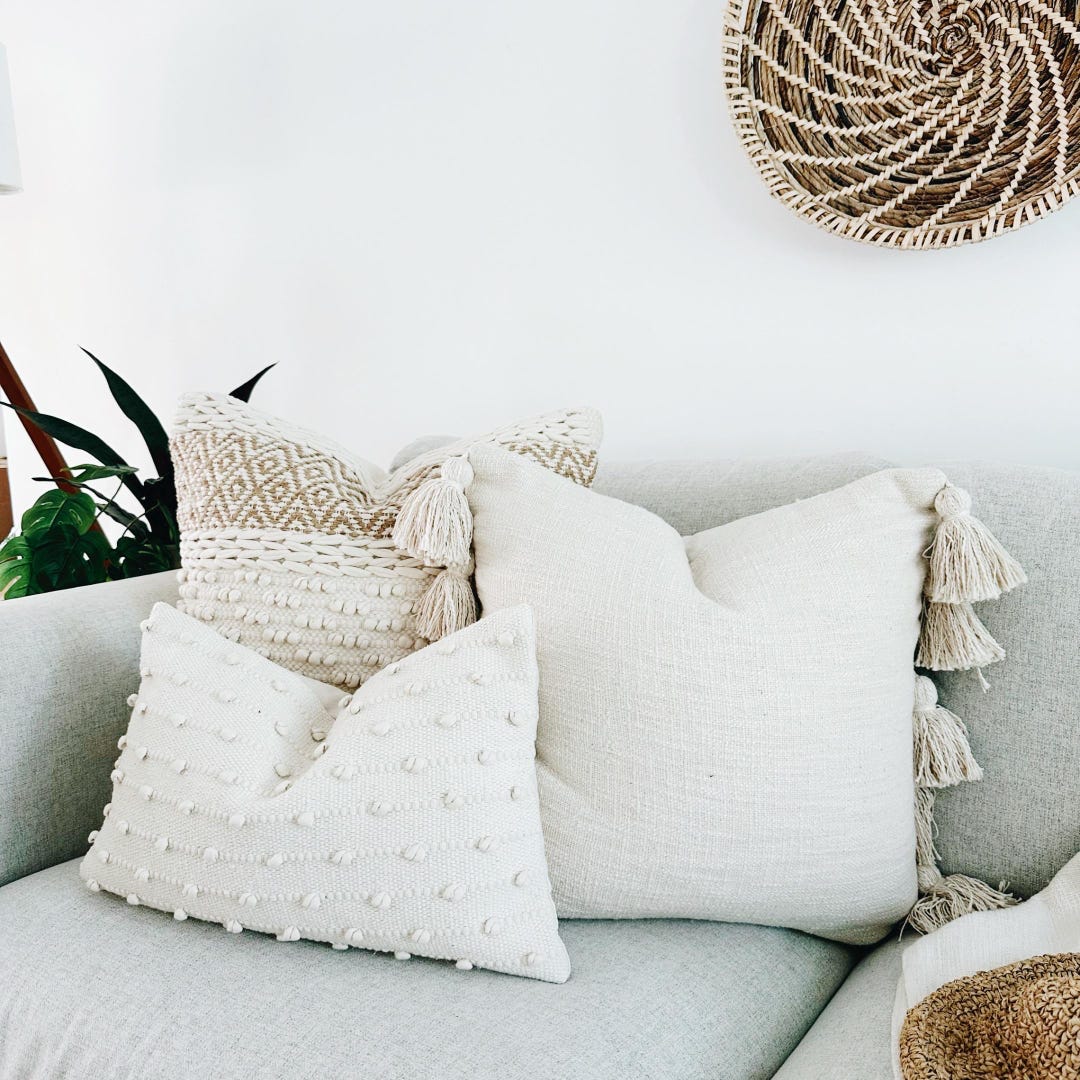 Boho Throw Pillows Combo, Set3 Pillows, Pillows Combo, Neutral Sofa Pillow Combination, Boho ...