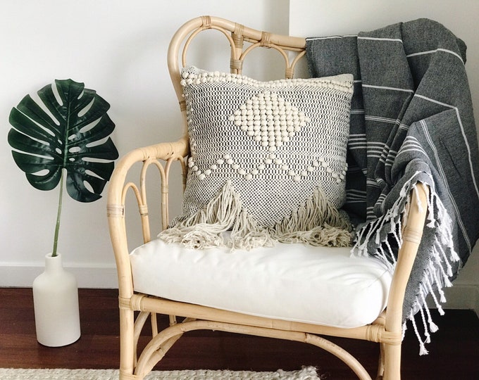 Bohemian Fringe Pillow, Handwoven Boho Pillow, Bohemian Throw Pillow ...
