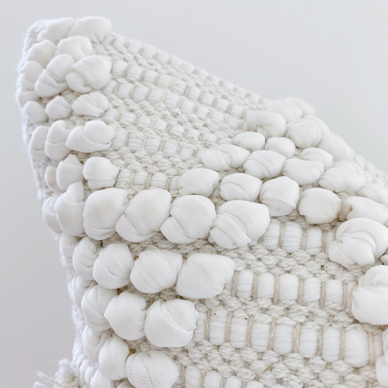 22x22 White Throw Pillow Large Textured Pillow Tufted - Etsy