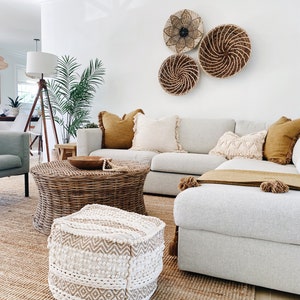 Boho Pouf Cover, Jute Pouf, Bohemian Pouf Ottoman for Living Room, Pouf ...