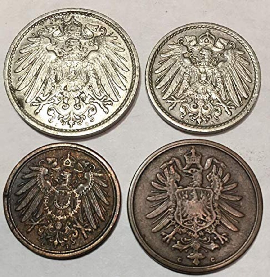 1 Kaiser Era German 4 Coin Set, Real Prussian Collectables Empire That ...