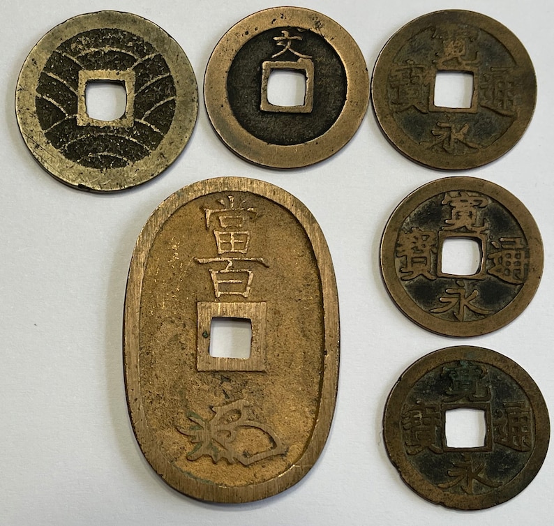 1700 1860 High Grade Japanese Samurai / Shogun Era Mon Coin Set 6 ...