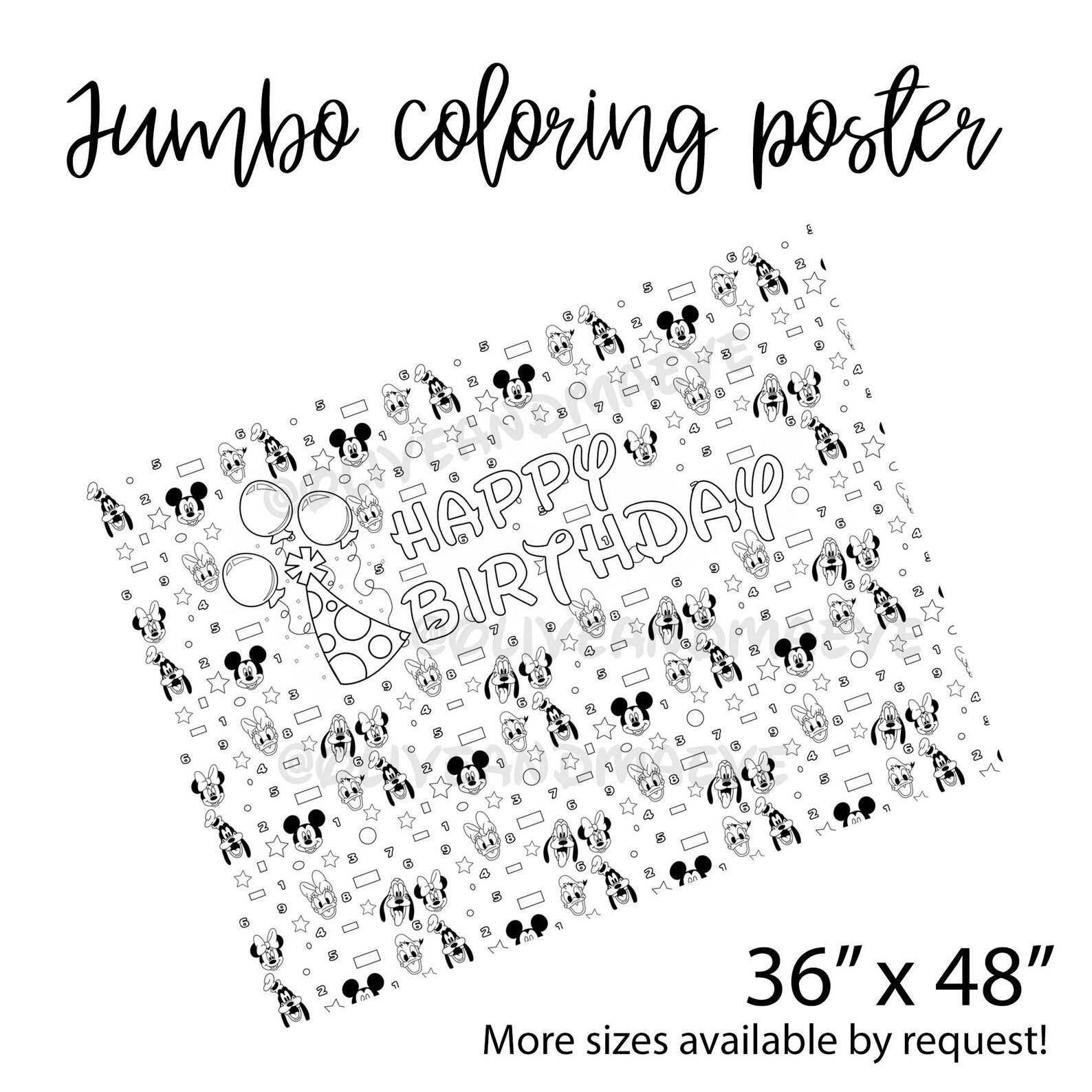 Mickey and Friends Happy Birthday Table Top Coloring Page | Etsy