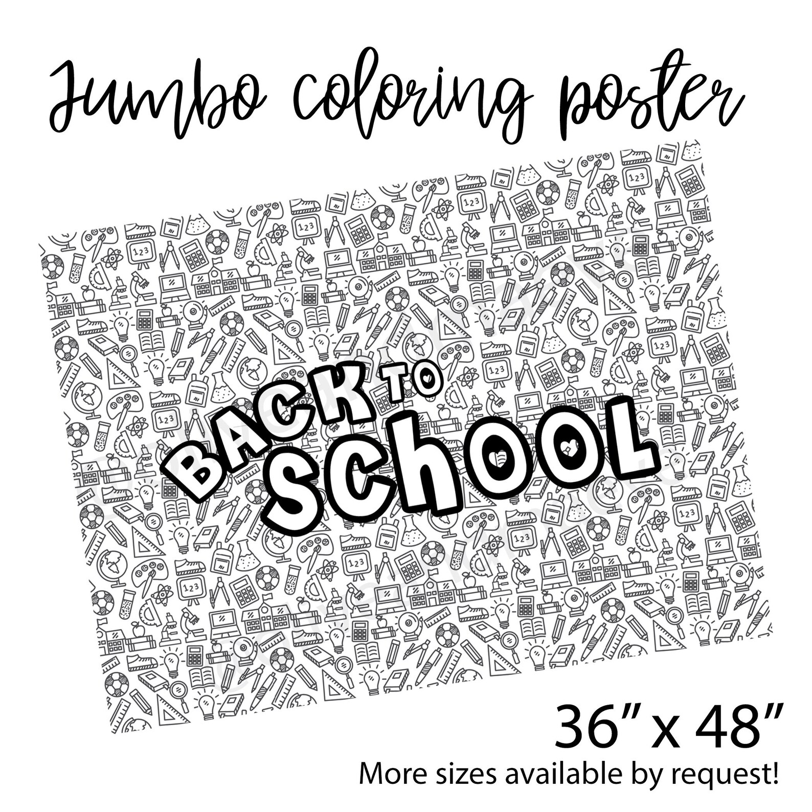 Back to School Table Top Coloring Page Extra Large Poster - Etsy