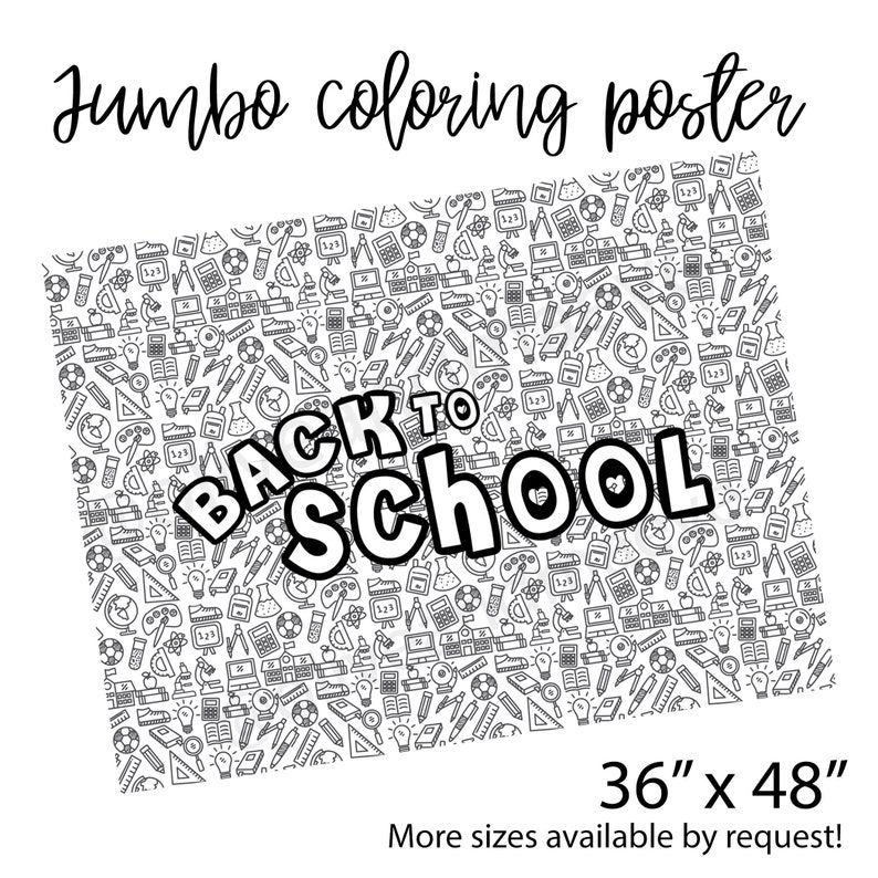 Back to School Table Top Coloring Page Extra Large Poster - Etsy