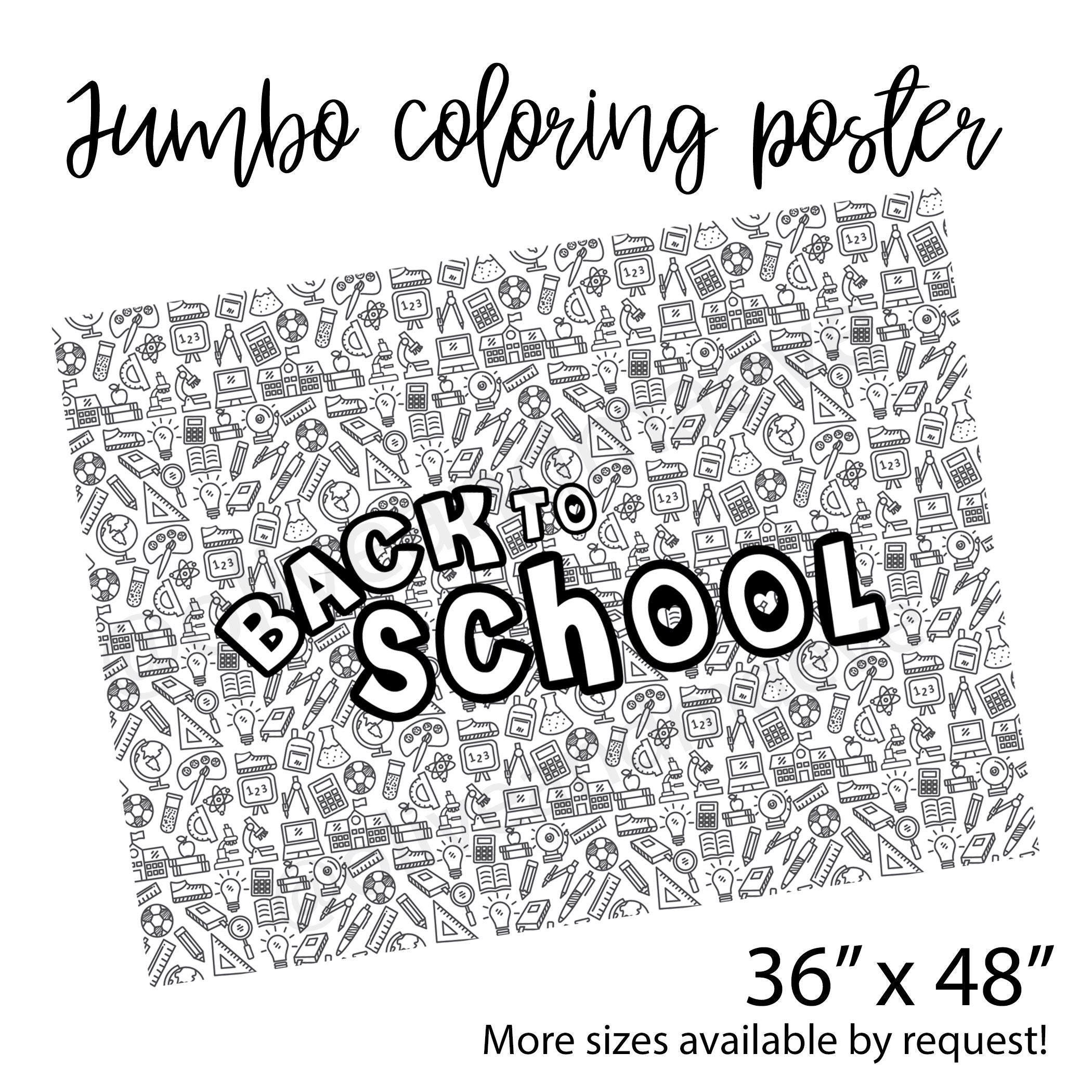Back to School Table Top Coloring Page Extra Large Poster - Etsy