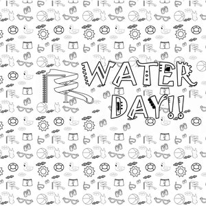 Water Day Water Park Seasons Table Top Coloring Page Extra - Etsy