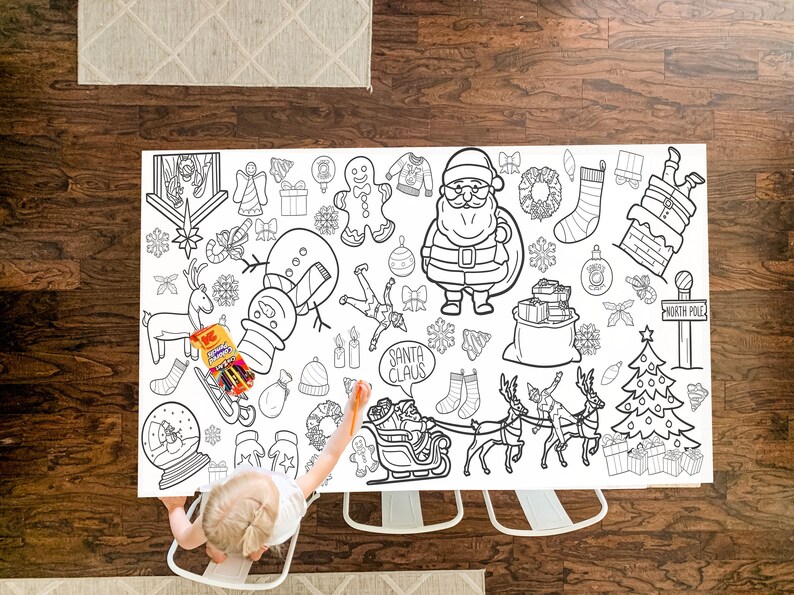 Merry Christmas Banner Table Top Coloring Page Extra Large - Etsy