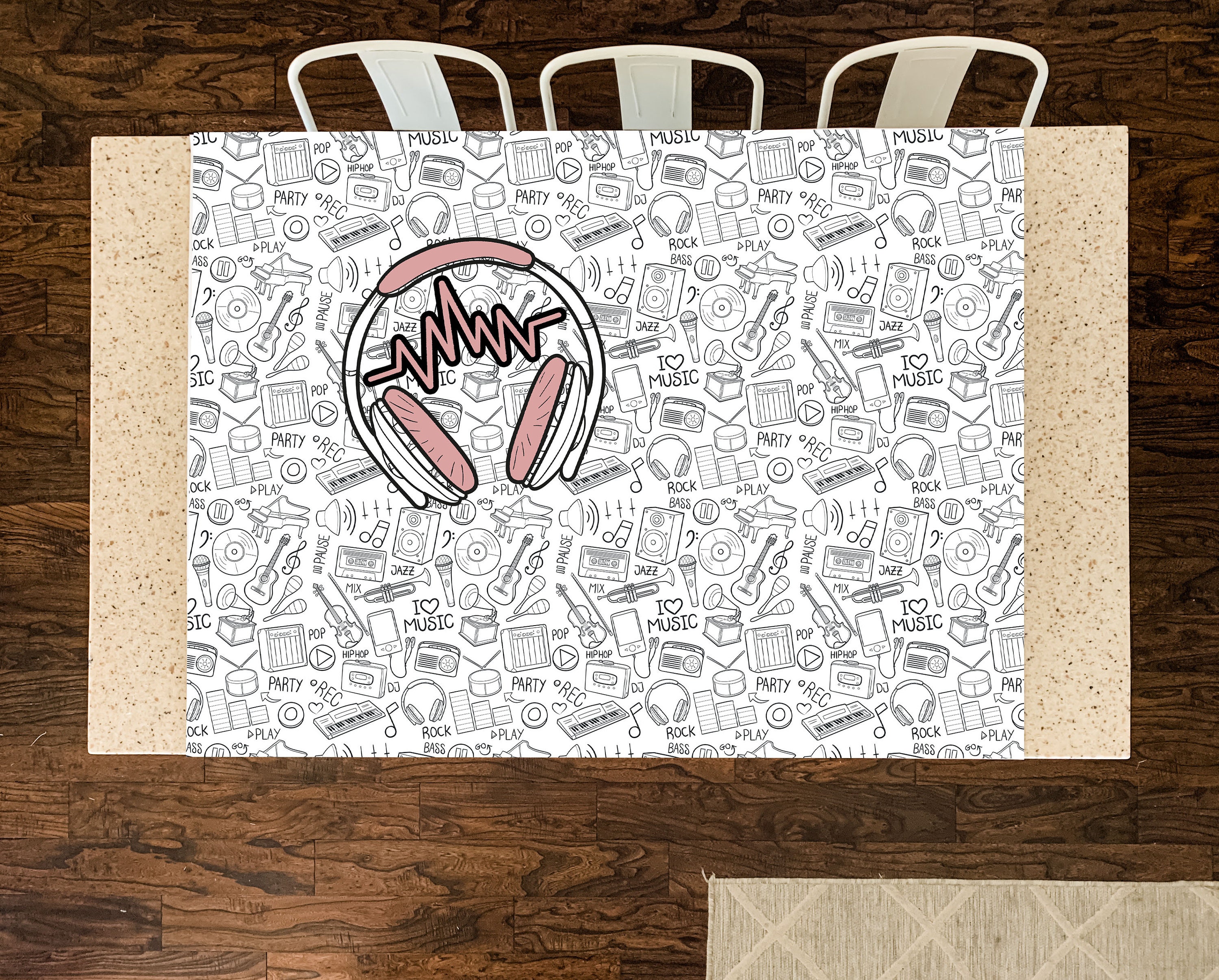 Music Notes Table Top Coloring Page Extra Large Poster Large | Etsy