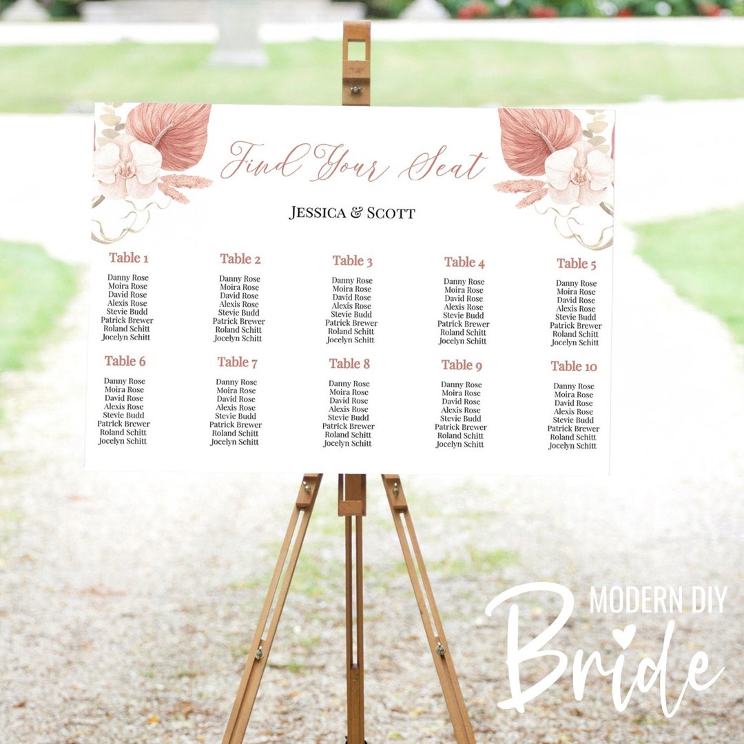Boho Seating Chart Template | Editable Instant Download | Blush ...