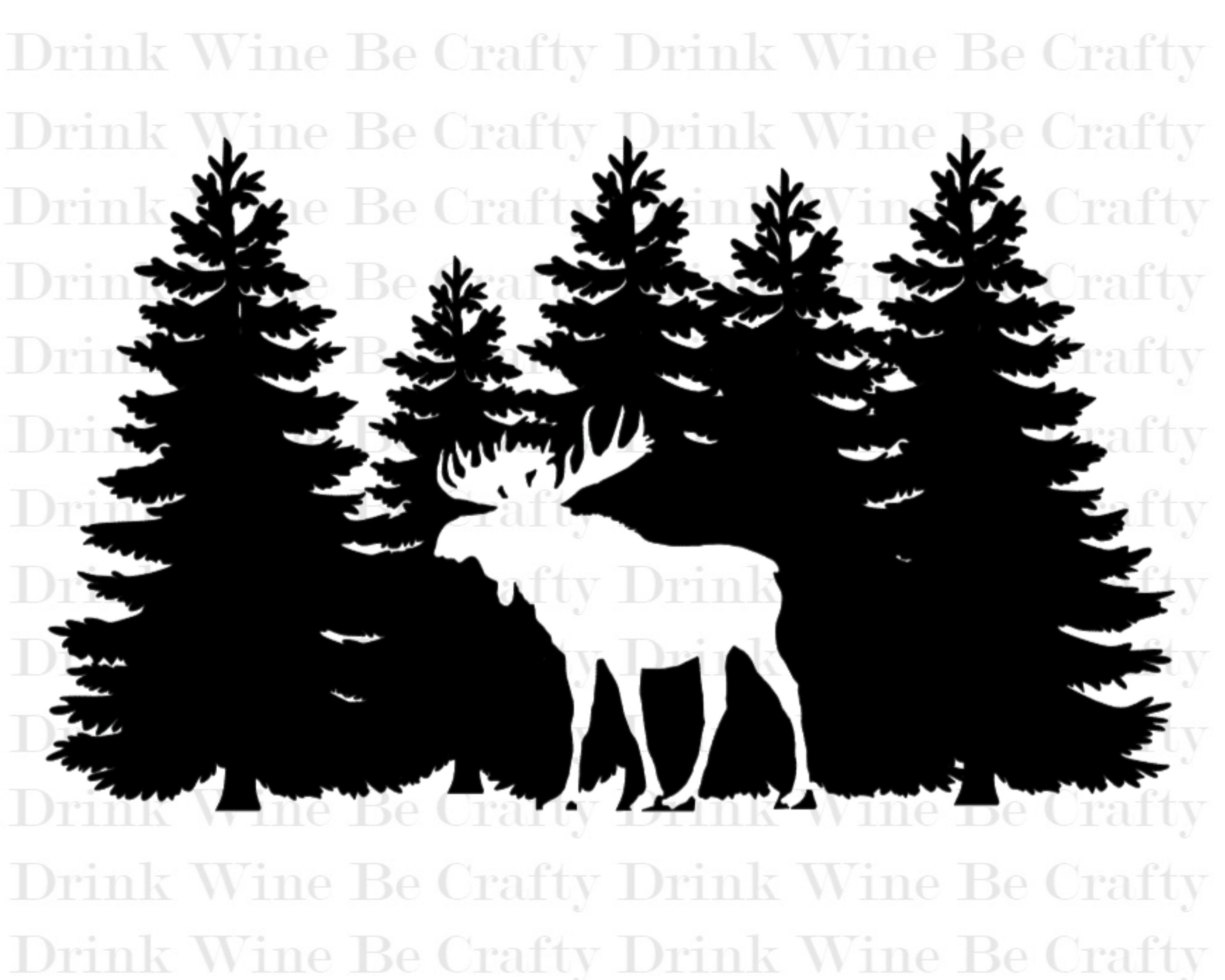 Moose With Trees Vinyl Decal, Moose and Trees Vinyl Decal, Moose Vinyl ...