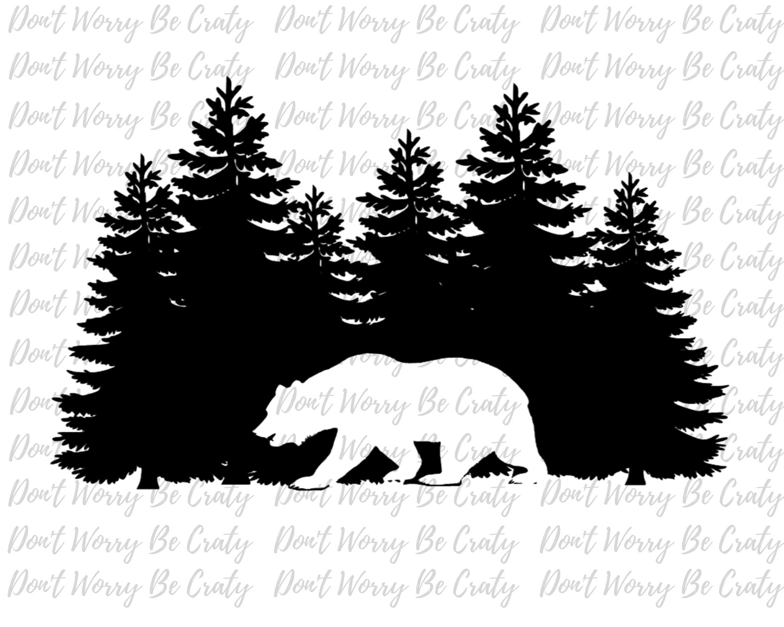 Bear and Trees Digital Download, Bear Svg, Bear and Trees Svg, Bear ...