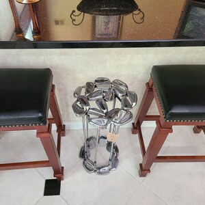 Golf Club Bar Stool Seat - 24 Inch High, Made From Vintage Recycled ...