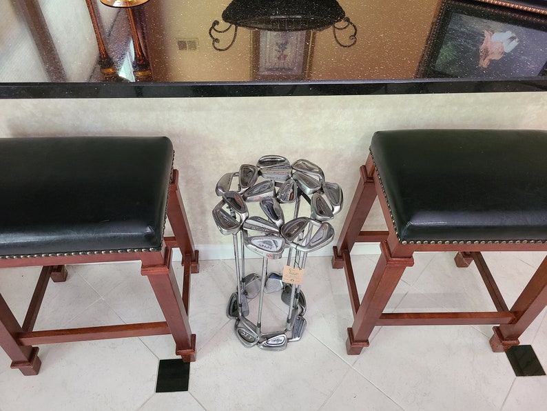 Golf Club Bar Stool Seat - 24 Inch High, Made From Vintage Recycled ...