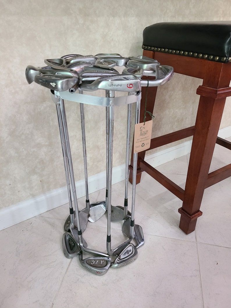 Golf Club Bar Stool Seat - 24 Inch High, Made From Vintage Recycled ...