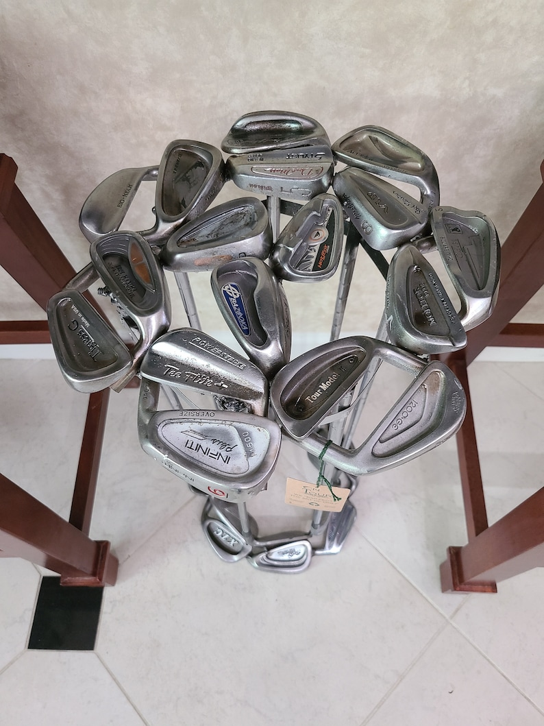 Golf Club Bar Stool Seat - 24 Inch High, Made From Vintage Recycled ...