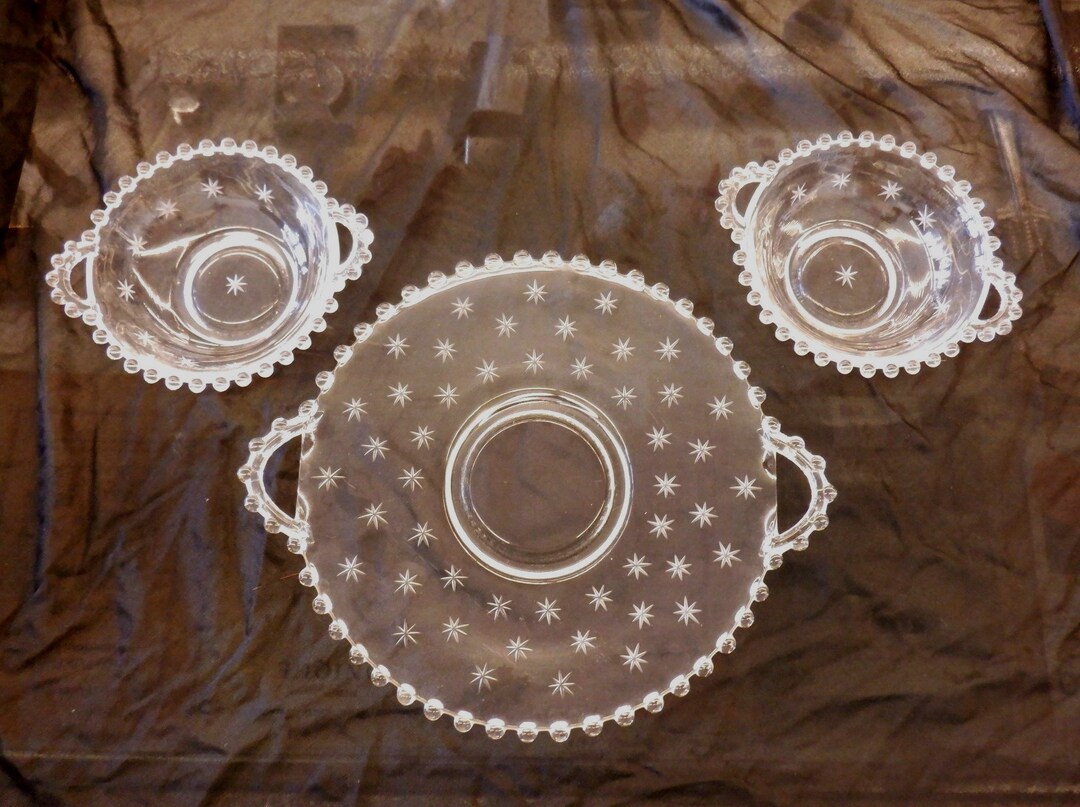 Starlight Candlewick Imperial Tray and Two Bowls - Etsy