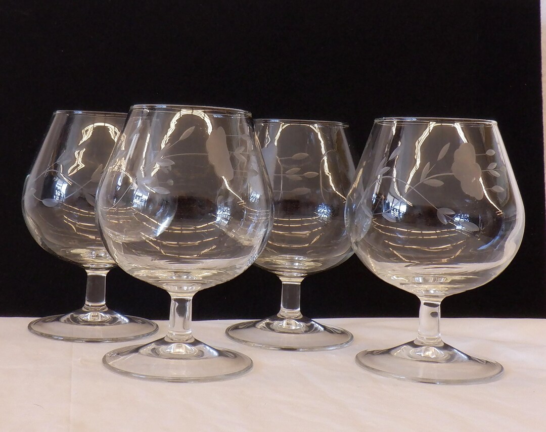 Princess House Heritage Etched Crystal Brandy Snifter Glass (set of 4 ...