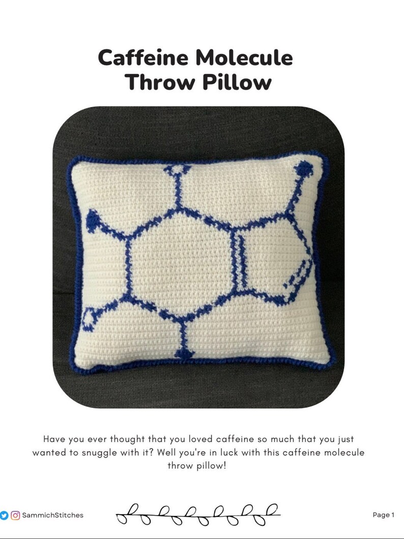 Crochet Pattern: Caffeine Molecule Throw Pillow, PDF - Etsy