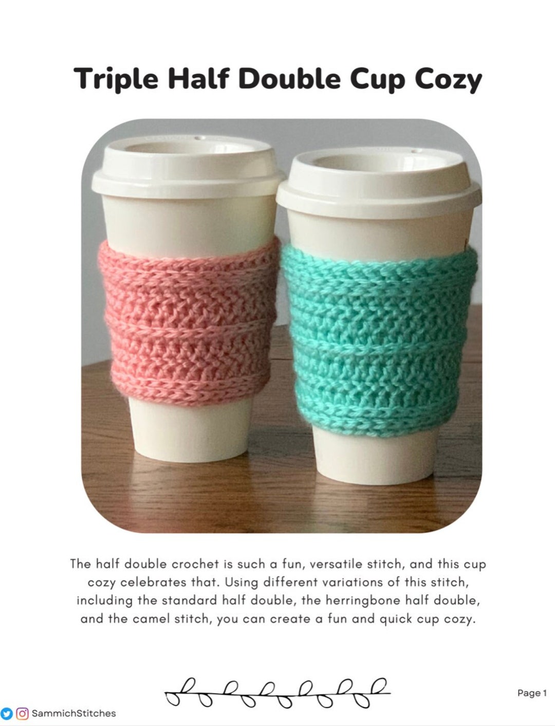 Crochet Pattern: Triple Half Double Cup Cozy, PDF - Etsy