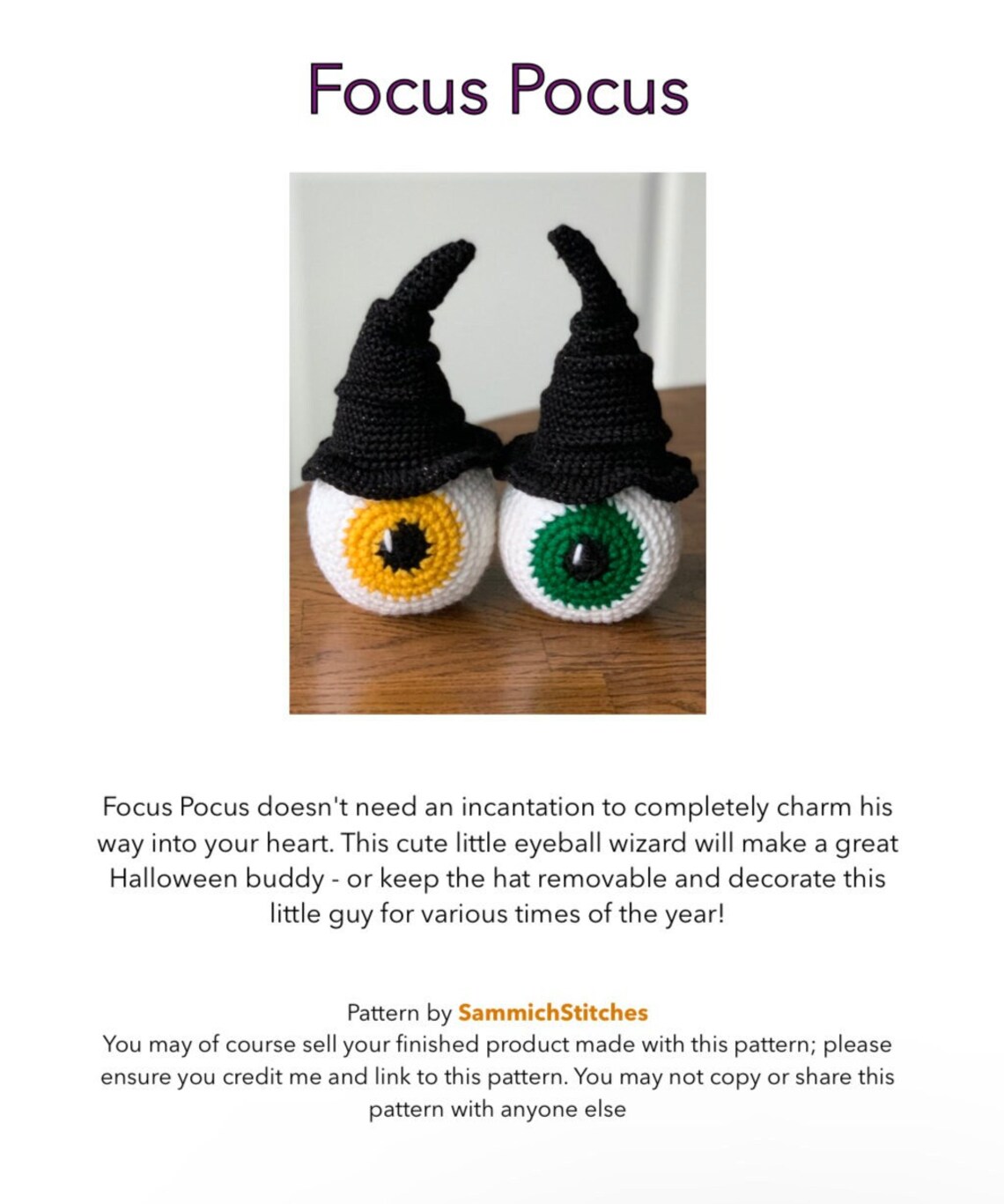 Crochet Pattern: Focus Pocus, the Eyeball Wizard, PDF - Etsy