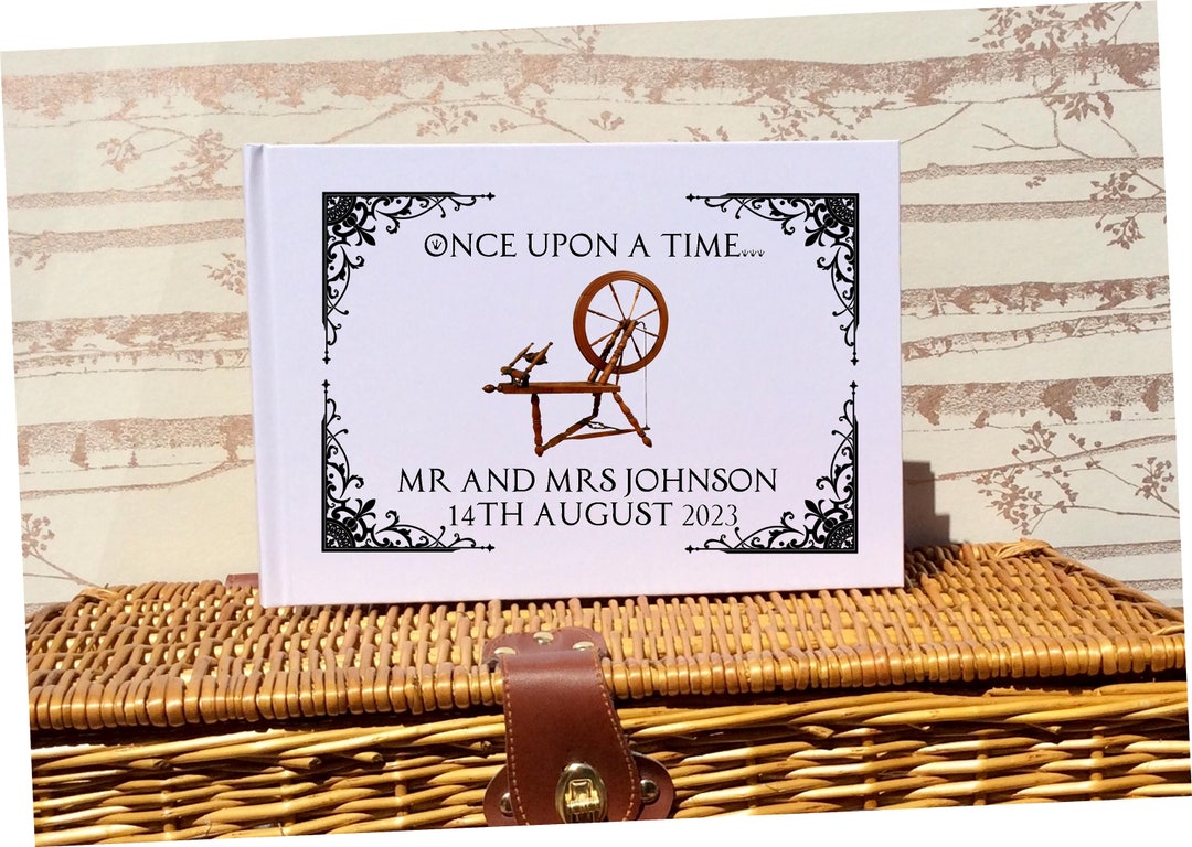 Sleeping Beauty Spinning Wheel Wedding Guestbook Personalised ...