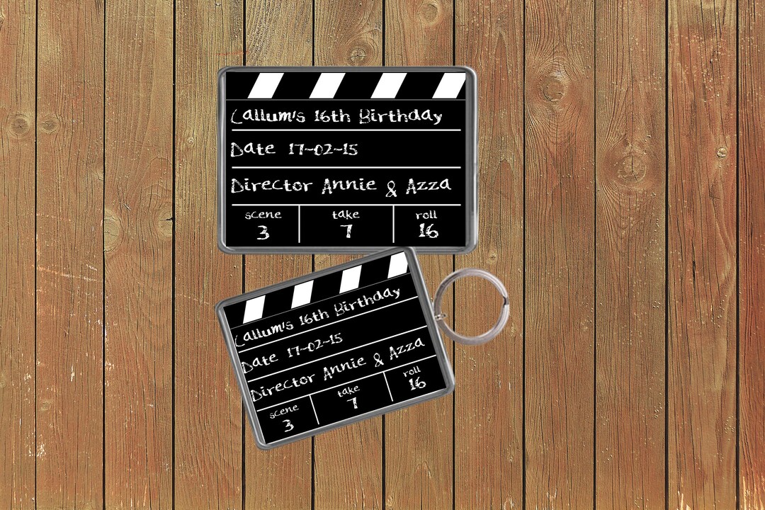 Movie Clapper Board Film Birthday Keychain Keyring Magnets Favours ...