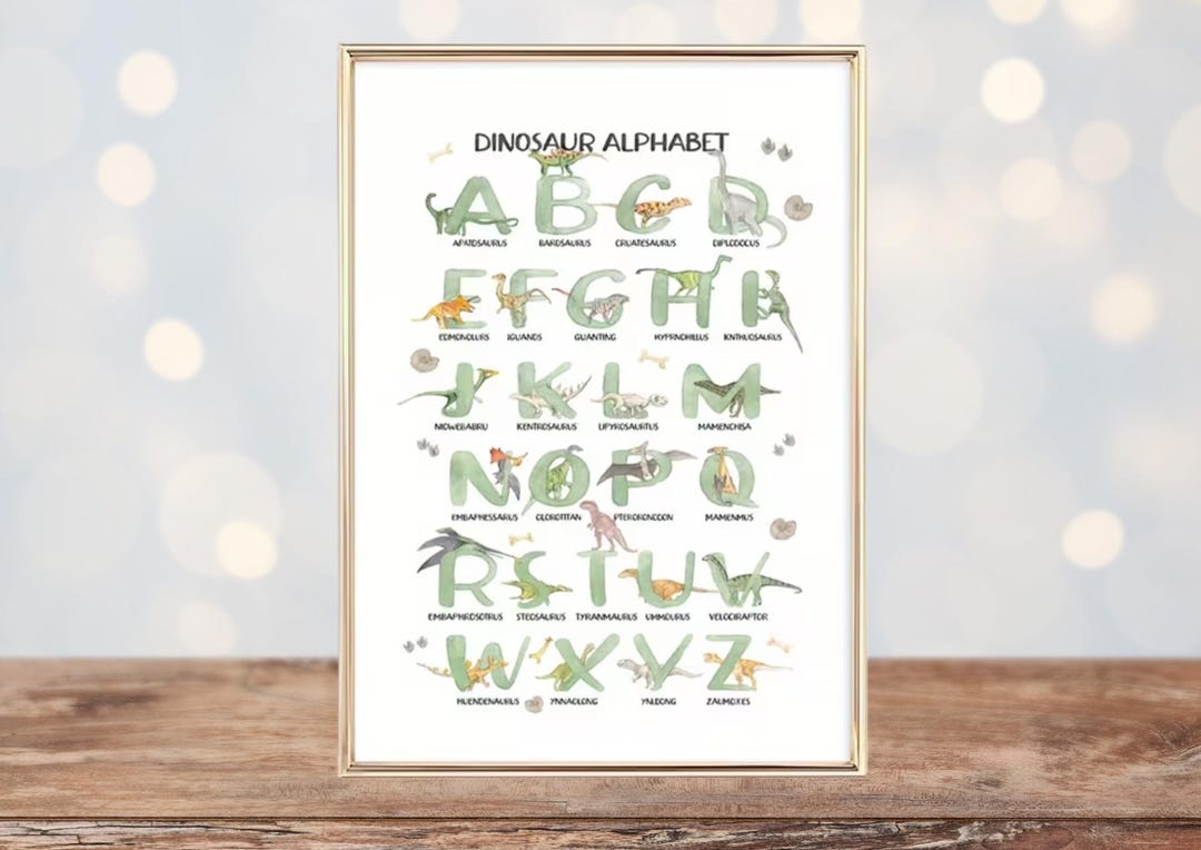 Dinosaur Alphabet Poster | Fun Educational Wall Art | Prehistoric ...