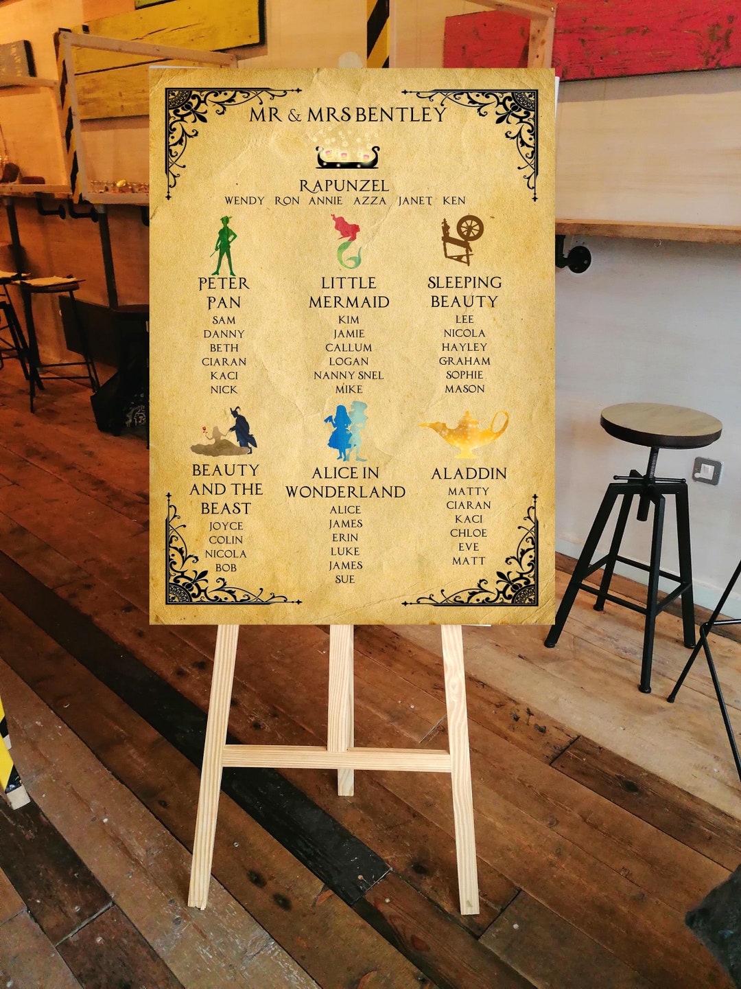 Fairytale Table Plan Correx Board Wedding Seating Chart Plan Beauty and ...