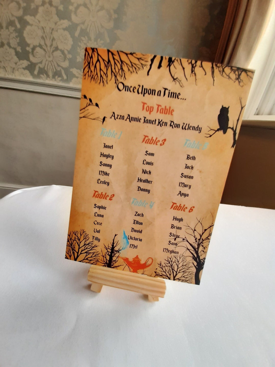 Aladdin Table Plan Correx Board Wedding Seating Chart Plan Fairytale ...