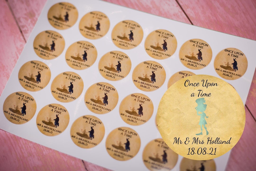 Personalized Mad Hatter Stickers, Custom Wedding Labels (100x Gloss ...