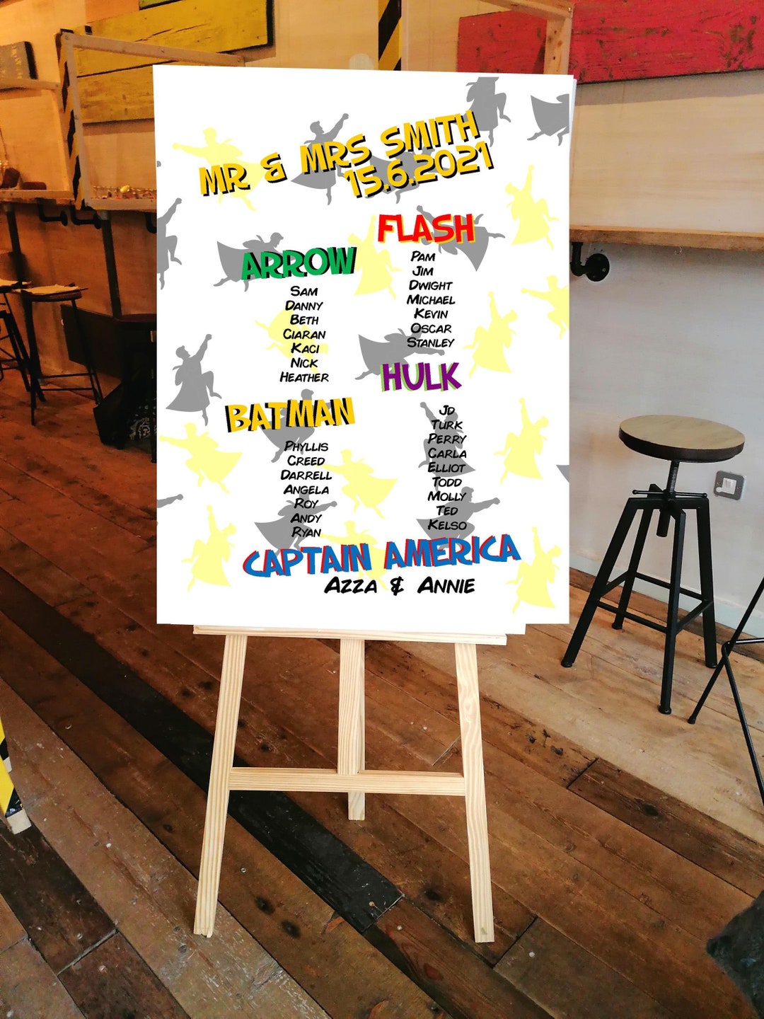 Superhero Table Plan Correx Board Wedding Seating Chart Plan Comic Book ...