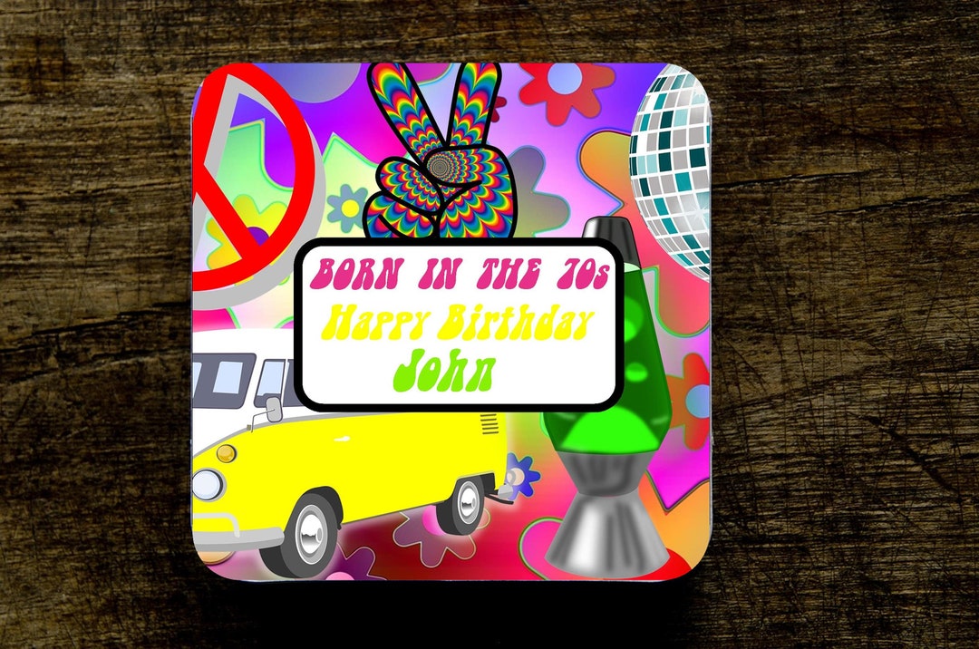 Born in the 70s Decades Birthday Coaster Personalised Personalized!big ...