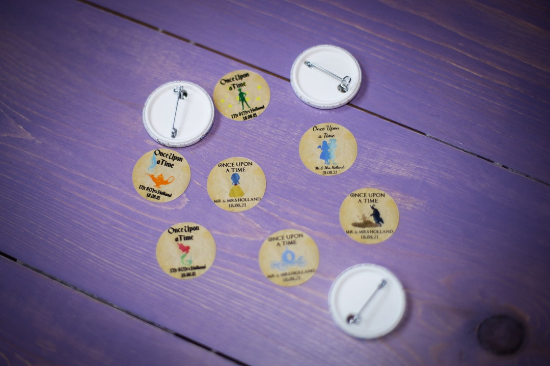 Fairytale Badges Beauty and the Beast Aladdin Little Mermaid Rapunzel ...