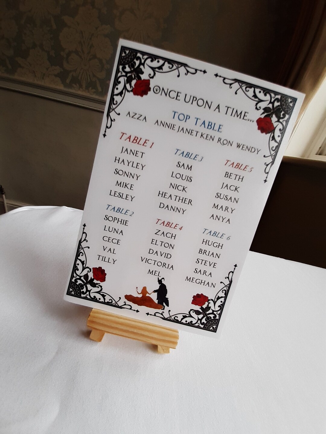 Beauty and the Beast Table Plan Correx Board Wedding Seating Chart Plan Fairytale White Table ...