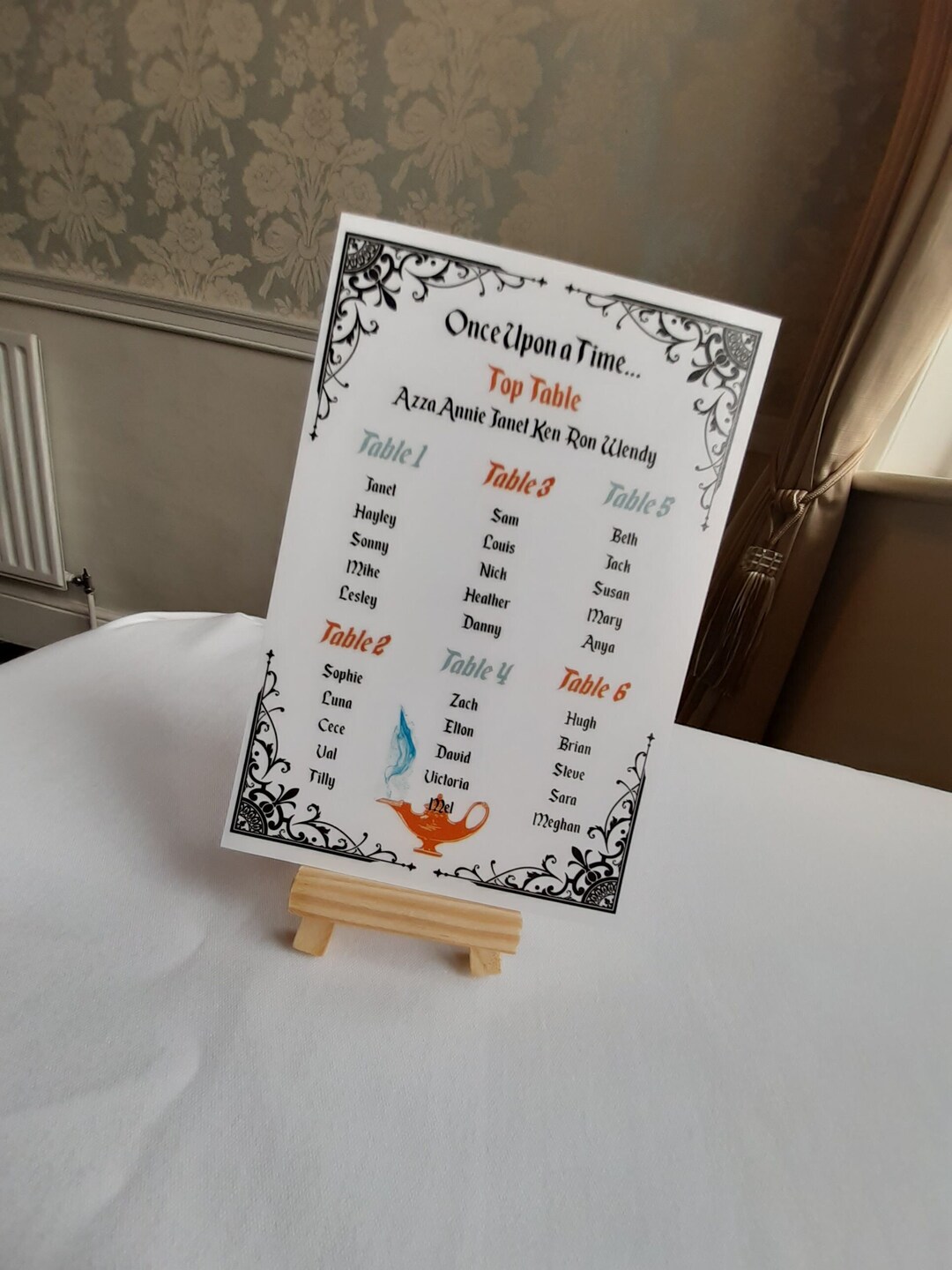 Aladdin Table Plan Correx Board Wedding Seating Chart Plan Fairytale ...