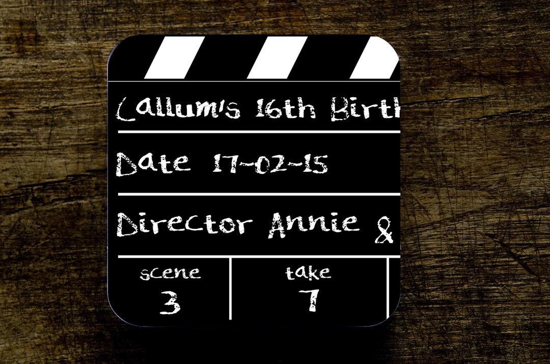Movie Clapper Board Coaster Personalised Personalized Custom Movie Prop ...