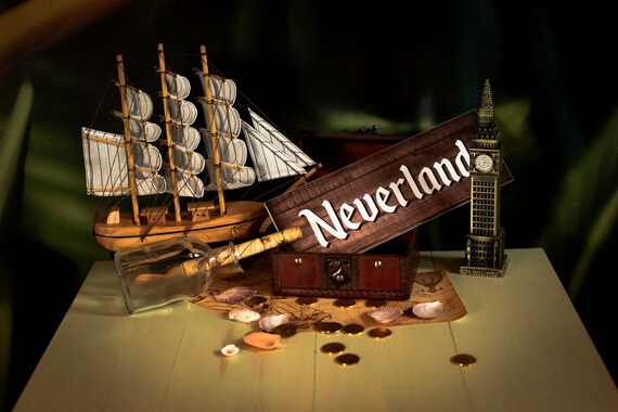 Peter Pan Pirate Ship Wooden With Sails Captain Hook Pirate