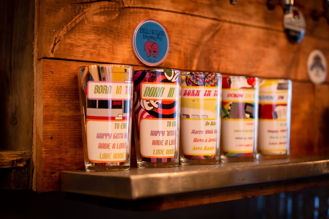50s,60s,70s,80s,90s Beer Glass Perfect Gifts for Weddings, Birthdays ...
