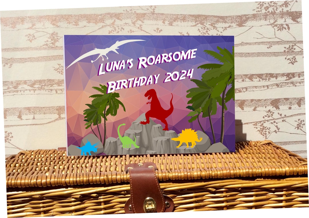Dinosaur Birthday Book Custom Personalised Personalized Guestbook ...