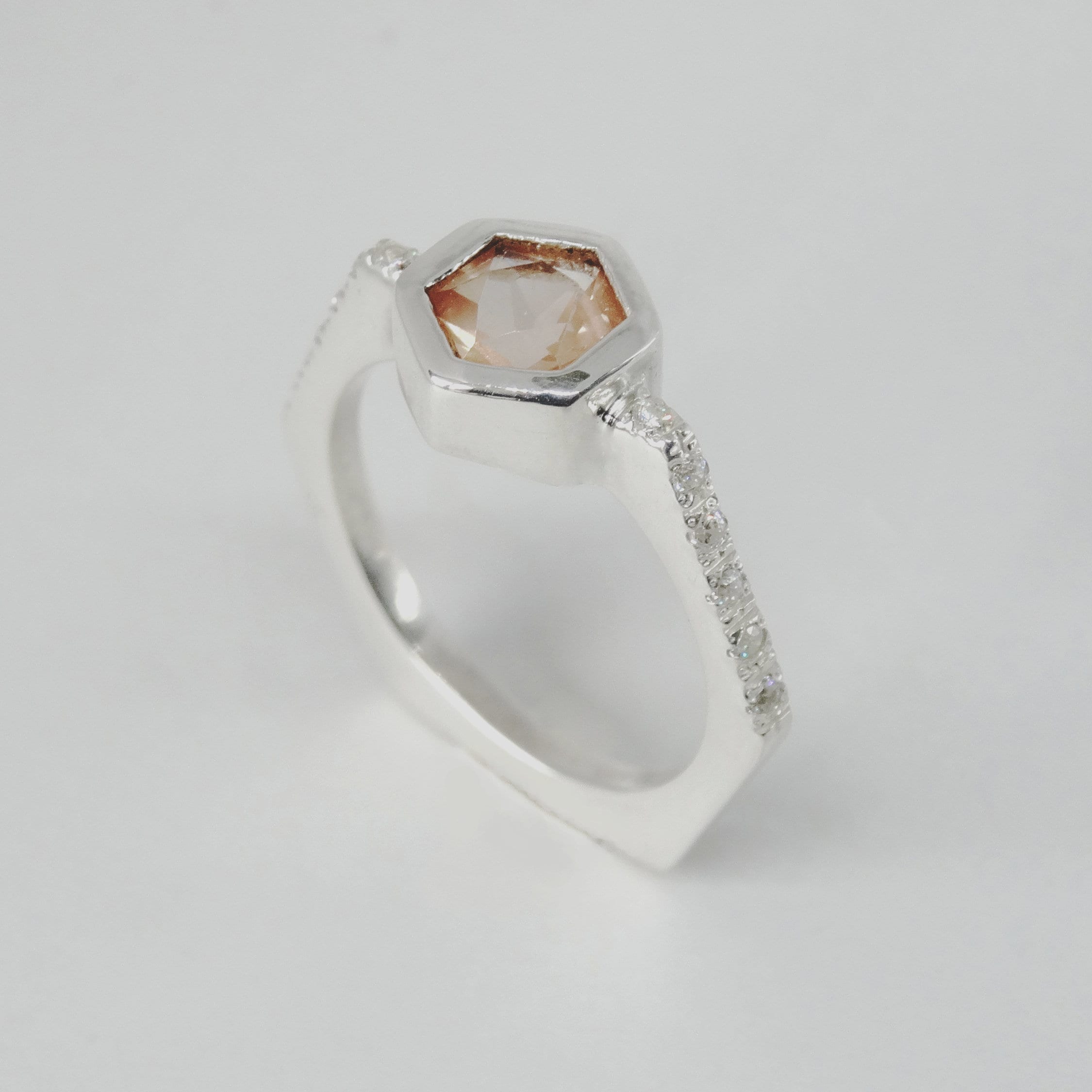 Hexagon Oregon Sunstone Engagement Ring With Moissanite's - Etsy