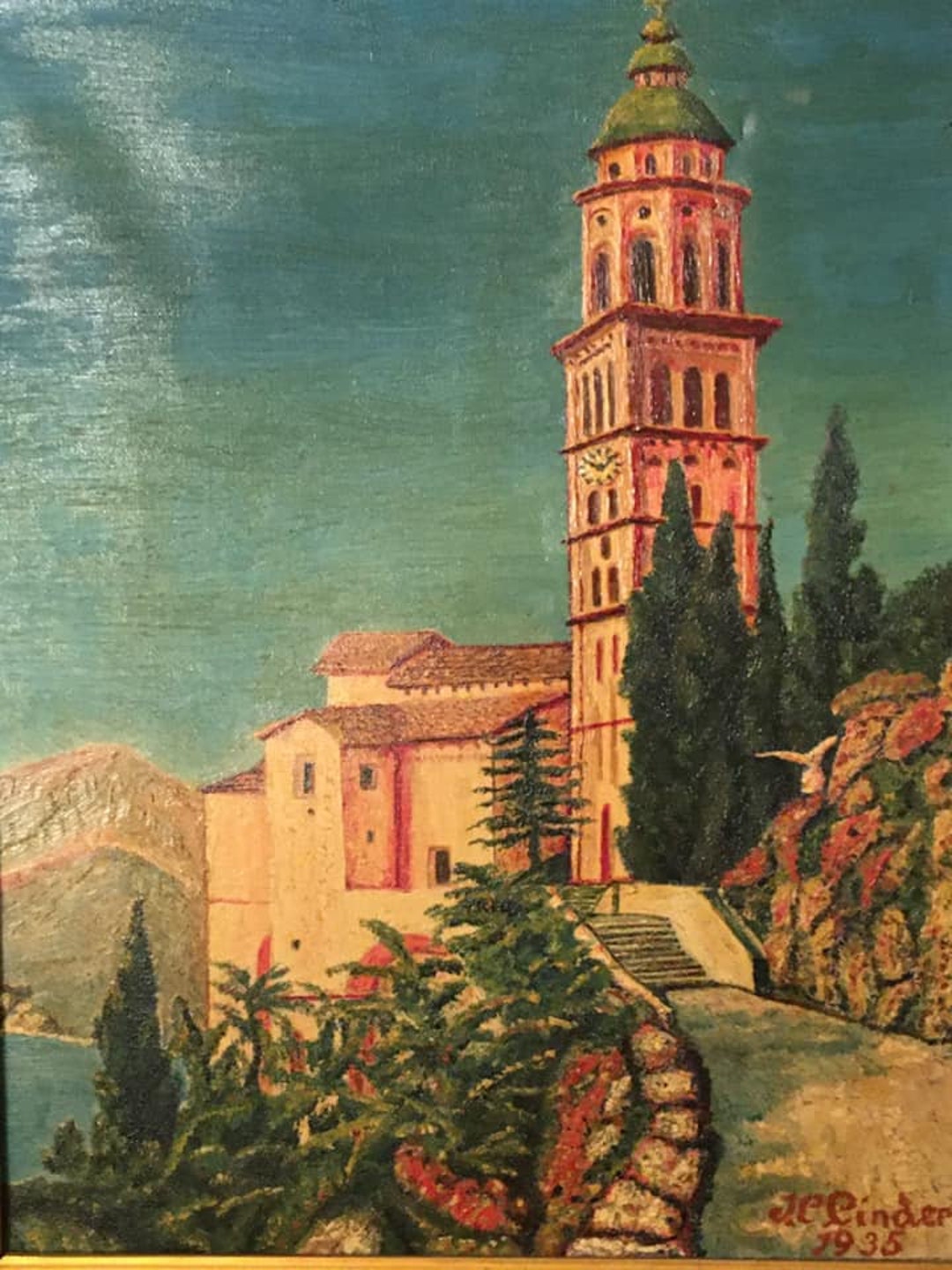 JC LINDER Artist Oil on Canvas Painting of Most Beautiful Swiss Village ...