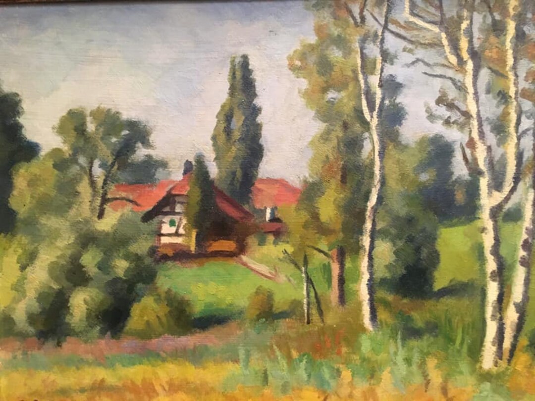 Signed R. Steiner 41 Landscape Villagescape With a Few Houses in ...