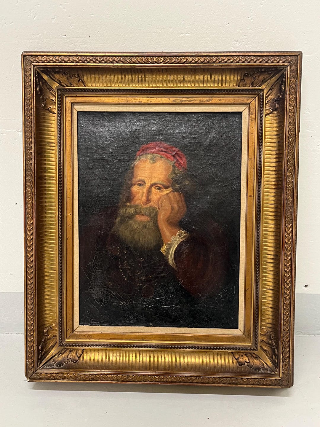 Antique Very Old Oil A Sitting Old Man Portrait - Etsy
