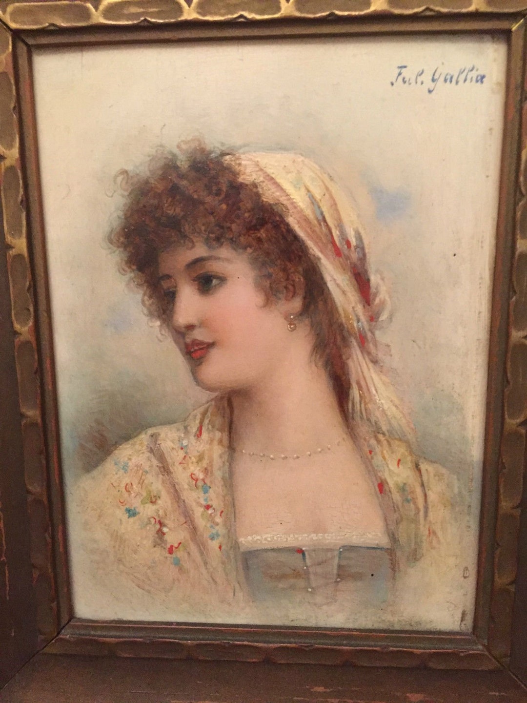 Old Italian Oil on Wood Signed "galia" Rare "neapolitan Beauty" - Etsy
